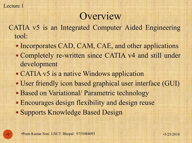 Catia v5 lecture notes | PDF
