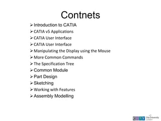 Catia v5 ppt md asif 7th sem | PPT