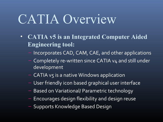 Catia v5 presentation report | PPT