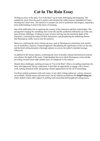 Cat In The Rain Essay | PDF