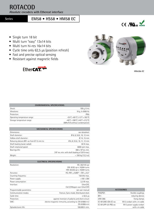 Lika EtherCAT encoders overview | PDF