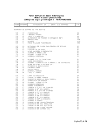 Catálogo de etapas y sub etapas | PDF