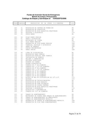 Catálogo de etapas y sub etapas | PDF