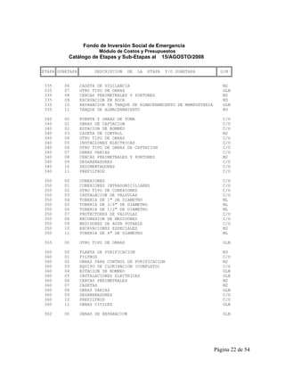 Catálogo de etapas y sub etapas | PDF