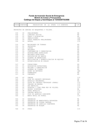 Catálogo de etapas y sub etapas | PDF