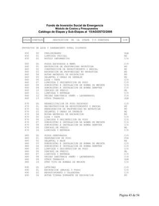 Catálogo de etapas y sub etapas | PDF