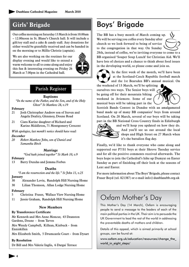 Dunblane Cathedral Magazine March 2010 | PDF | Christianity | Religion ...