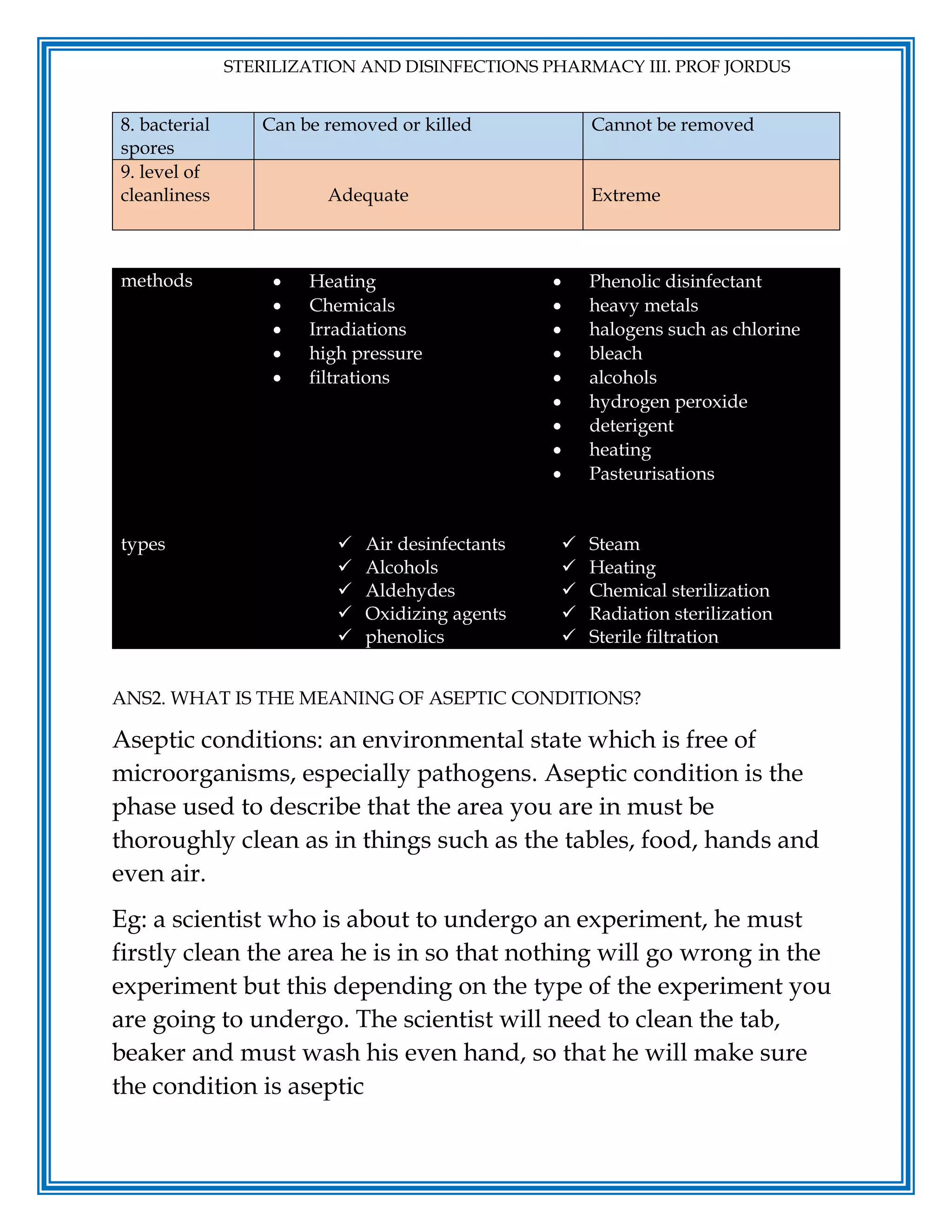 STERILISATION AND DISINFECTION QUESTIONS WITH ANSWERS | PDF