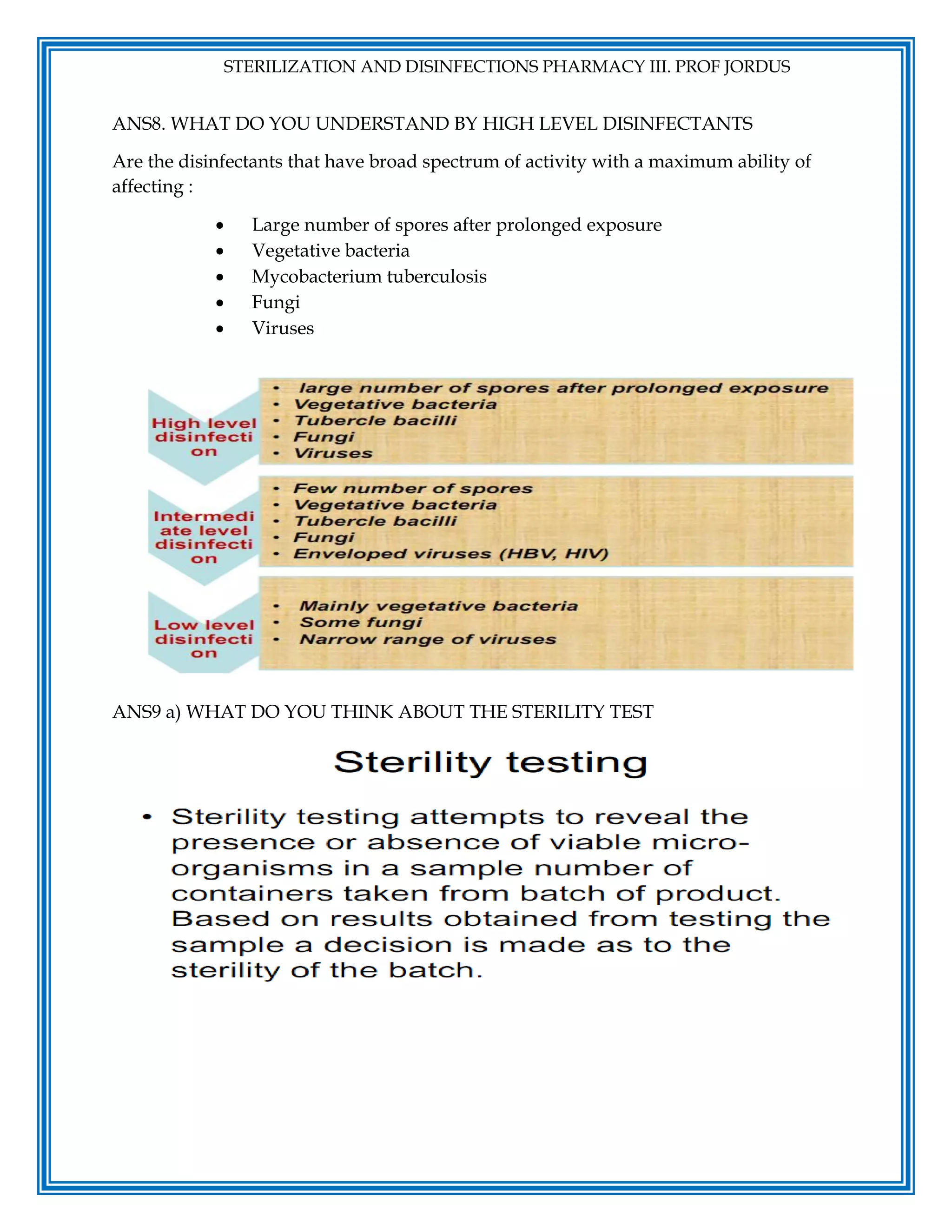 STERILISATION AND DISINFECTION QUESTIONS WITH ANSWERS | PDF