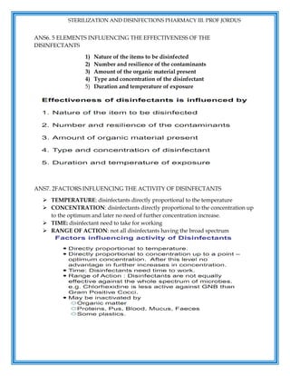 STERILISATION AND DISINFECTION QUESTIONS WITH ANSWERS | PDF