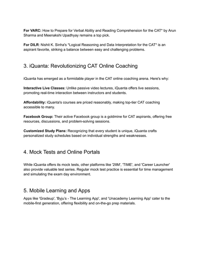 Decoding CAT Study Material: An In-Depth Review with a Special Focus on ...