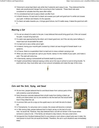Cat stuff folklore and superstitions | PDF