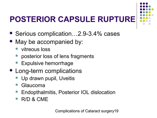 Cataract surgery complications | PPT | Eye and Vision Conditions ...