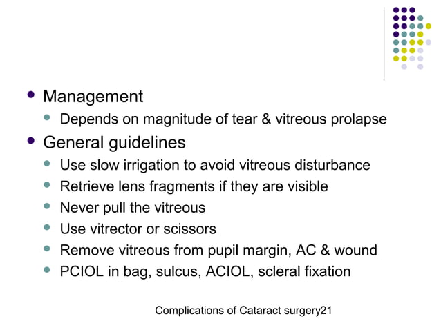 Cataract surgery complications | PPT | Eye and Vision Conditions ...