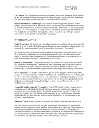 Cattell comprehensive personality report | PDF