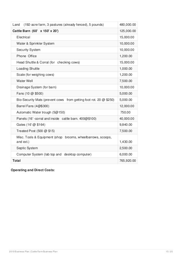 Cattle Farm Business Plan Example Cattle Farm Business Plan Example