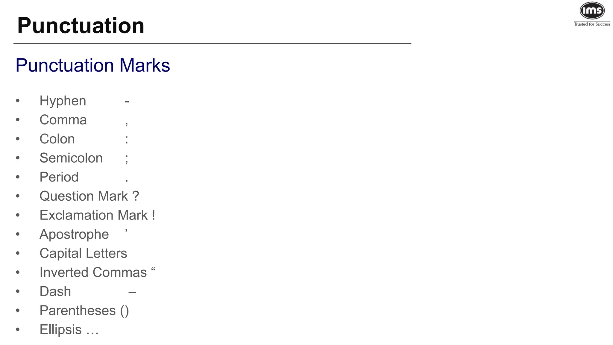 Punctuation (Part of speech Types), English Language | PPTX
