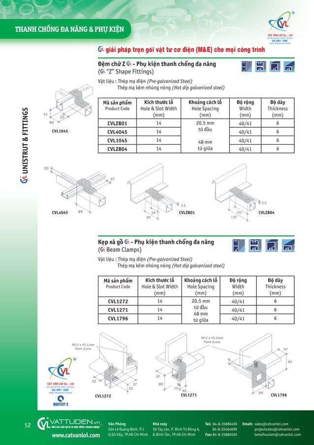 Catvanloi cung cấp vattuthietbidien.vn ống luồn dây điện thép unistrut c channel strut channel | PDF