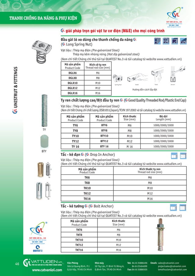 Catvanloi cung cấp vattuthietbidien.vn ống luồn dây điện thép unistrut c channel strut channel | PDF