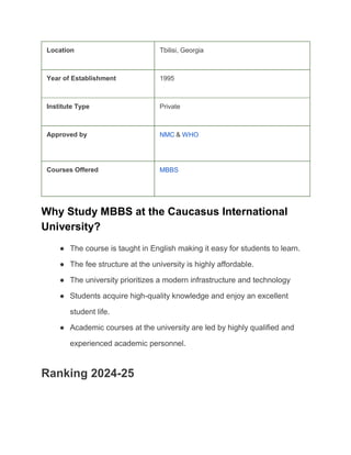 Caucasus International University Georgia 2024-25_ Admission, Courses, Fees, Ranking etc.docx