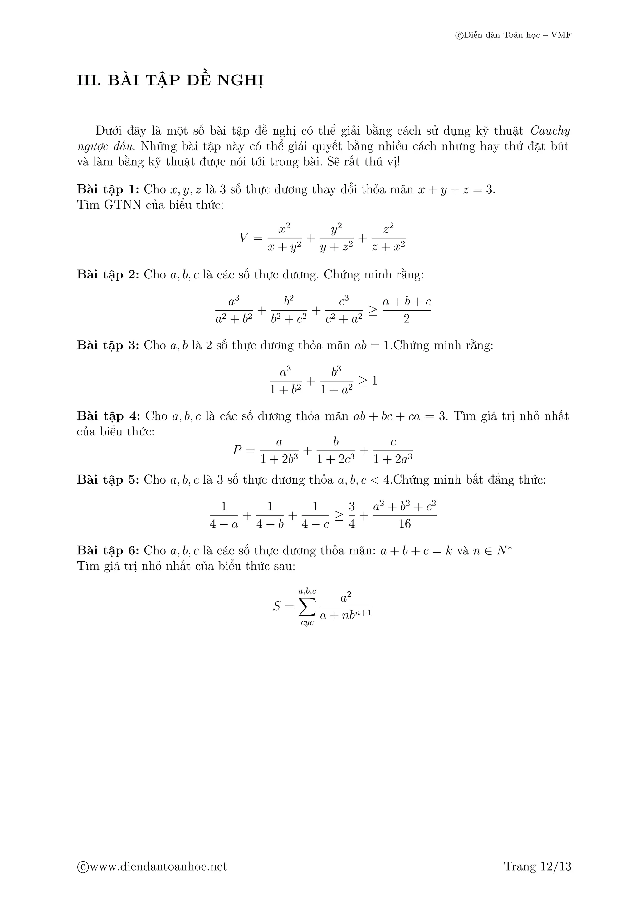 BĐT Côsi ngược dấu | PDF