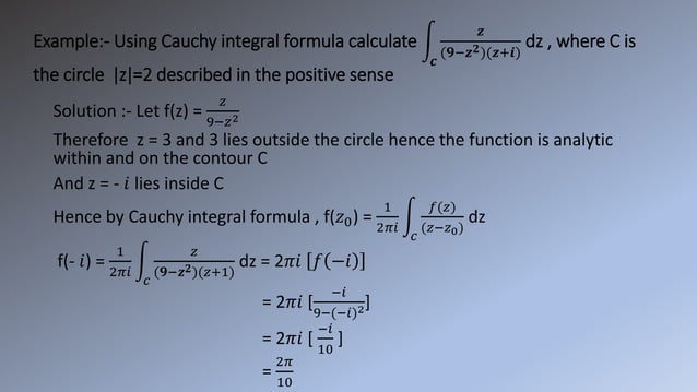 Cauchy integral formula.pptx | Physics | Science