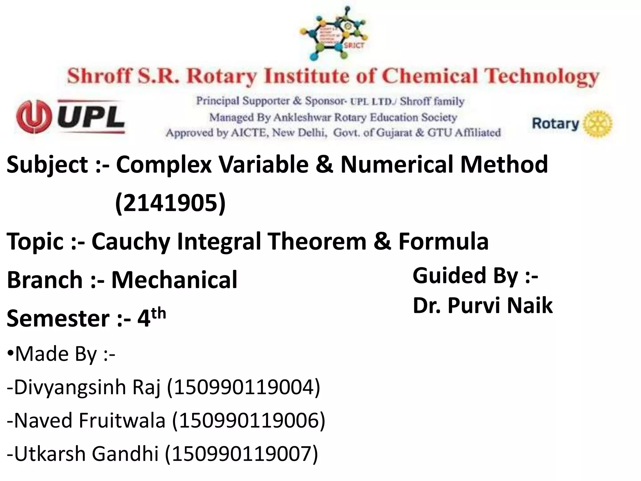 Cauchy Integral Theorem And Formula Complex Variable And Numerical Method