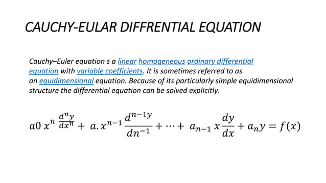 Cauchy Eular Differential Equation Pptx