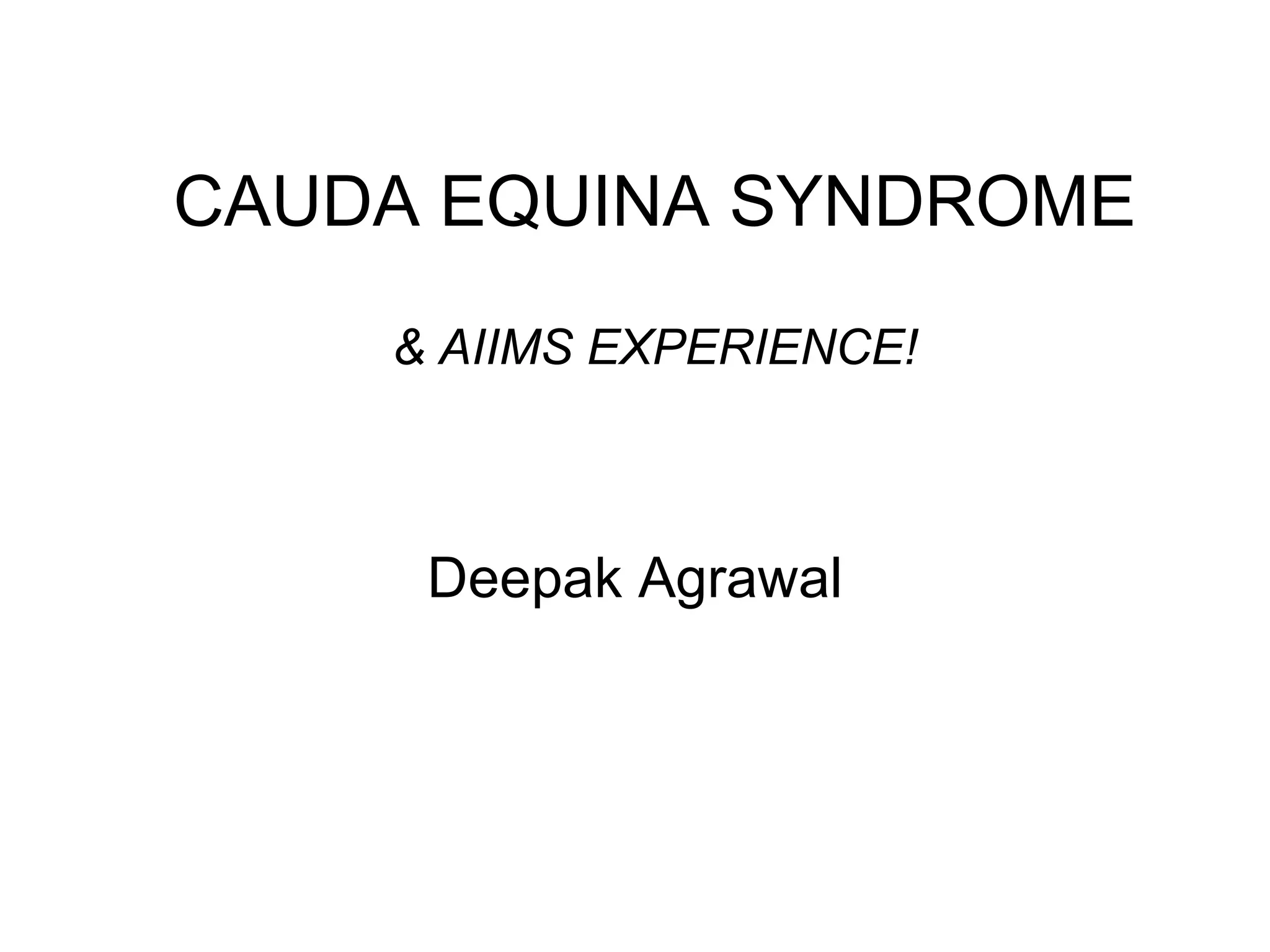 Cauda equina syndrome | PPT