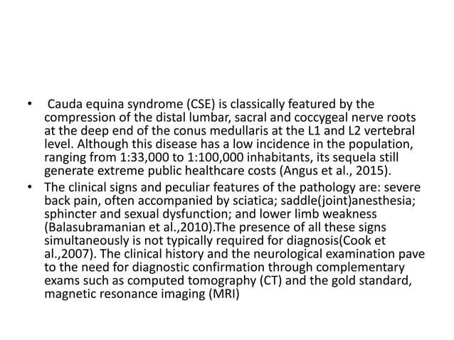 Cauda equina syndrome bowel dysfunction | PPT