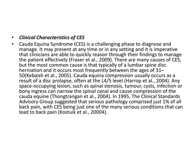 Cauda equina syndrome bowel dysfunction | PPT