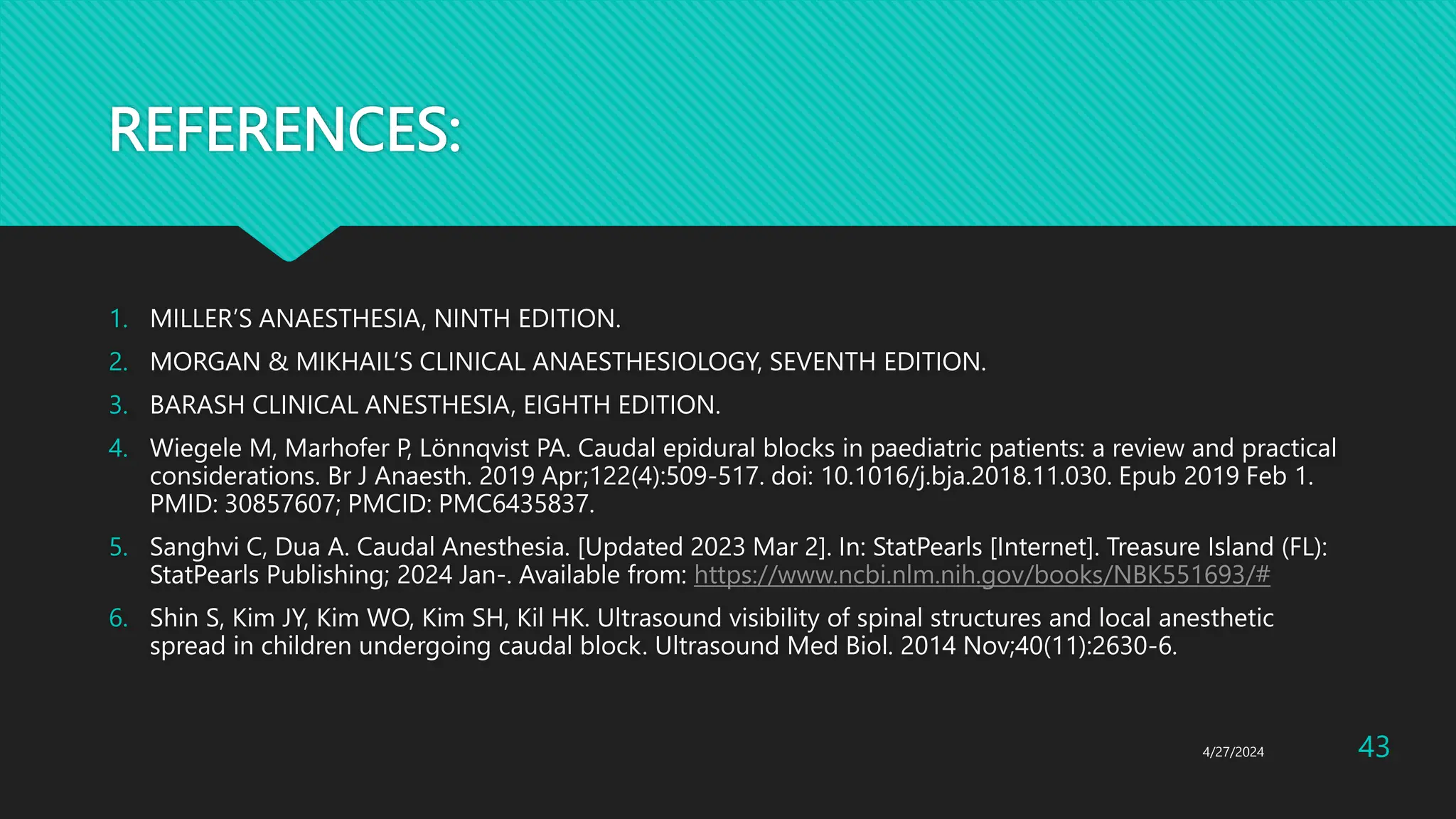 CAUDAL BLOCK and caudal anaesthesia in children | PPTX