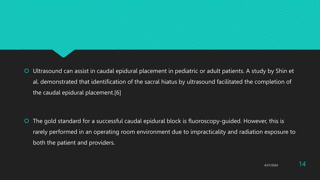 CAUDAL BLOCK and caudal anaesthesia in children | PPTX