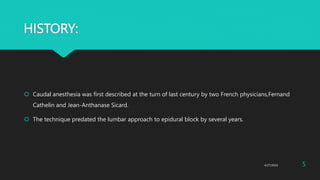 CAUDAL BLOCK and caudal anaesthesia in children | PPTX