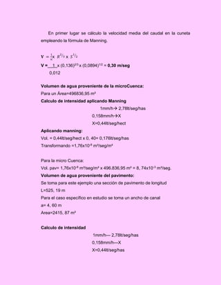 calculo de Caudales de diseño en drenaje de carreteras. | PDF