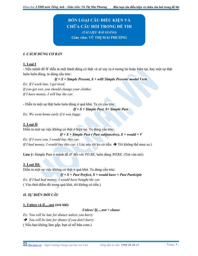 Cau dieu kien_Conditional Sentences | PDF