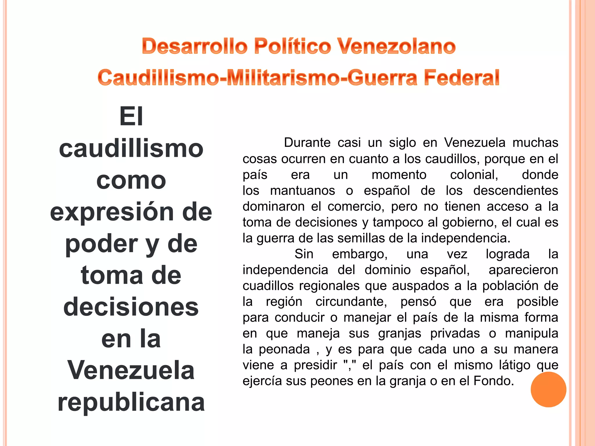 Caudillismo militarismo-guerra federal | PPT
