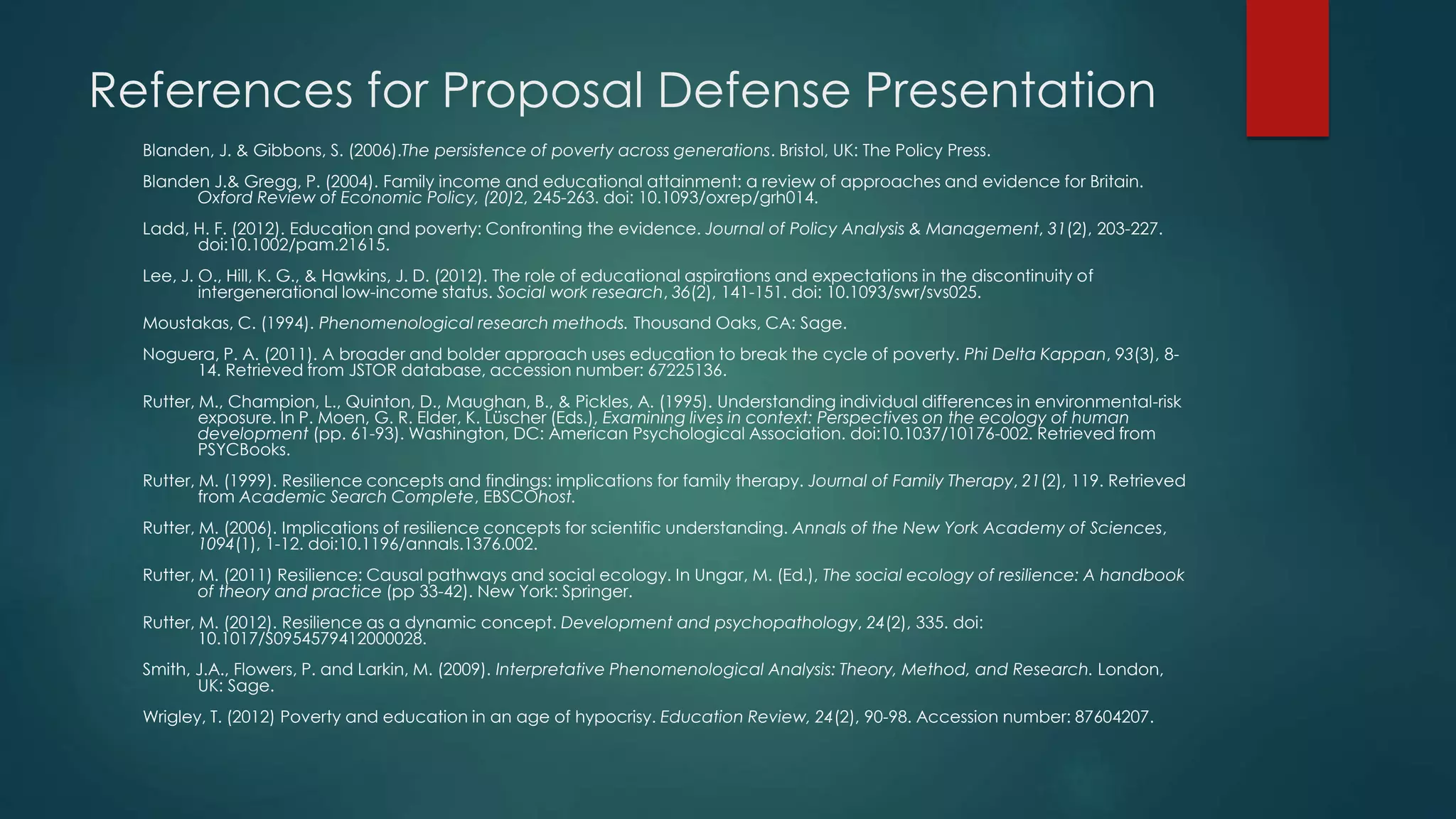 Dissertation proposal defense slideshow; phenomenology, qualitative | PPTX