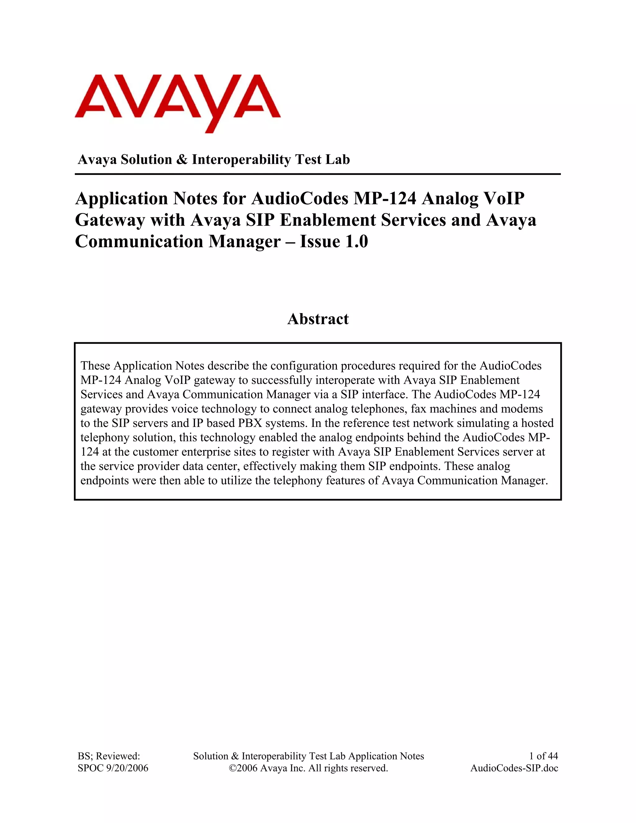 Cấu hình bắt tay giữ tổng đài Avaya và Gateway Audiocodes mediapack 124 ...