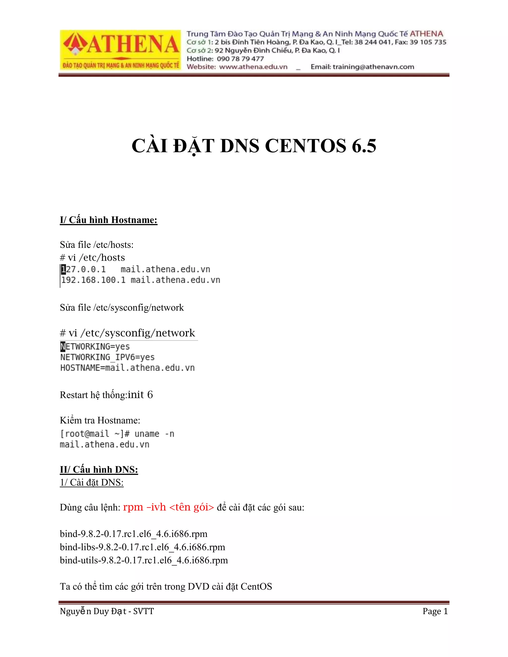 Cau hinh dns centos | DOCX