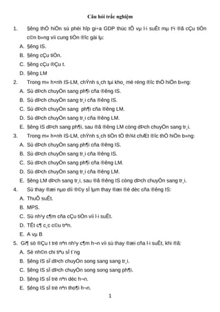 câu hỏi trắc nghiệm kinh tế vĩ mô 2 | DOC