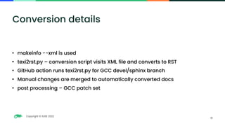 cauldron-2022-docs-bof at gcc cauldron in 2022 | PPT