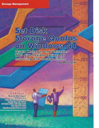 Article on CA UNICENTER TNG and Windows NT Quota Manager integation | PDF