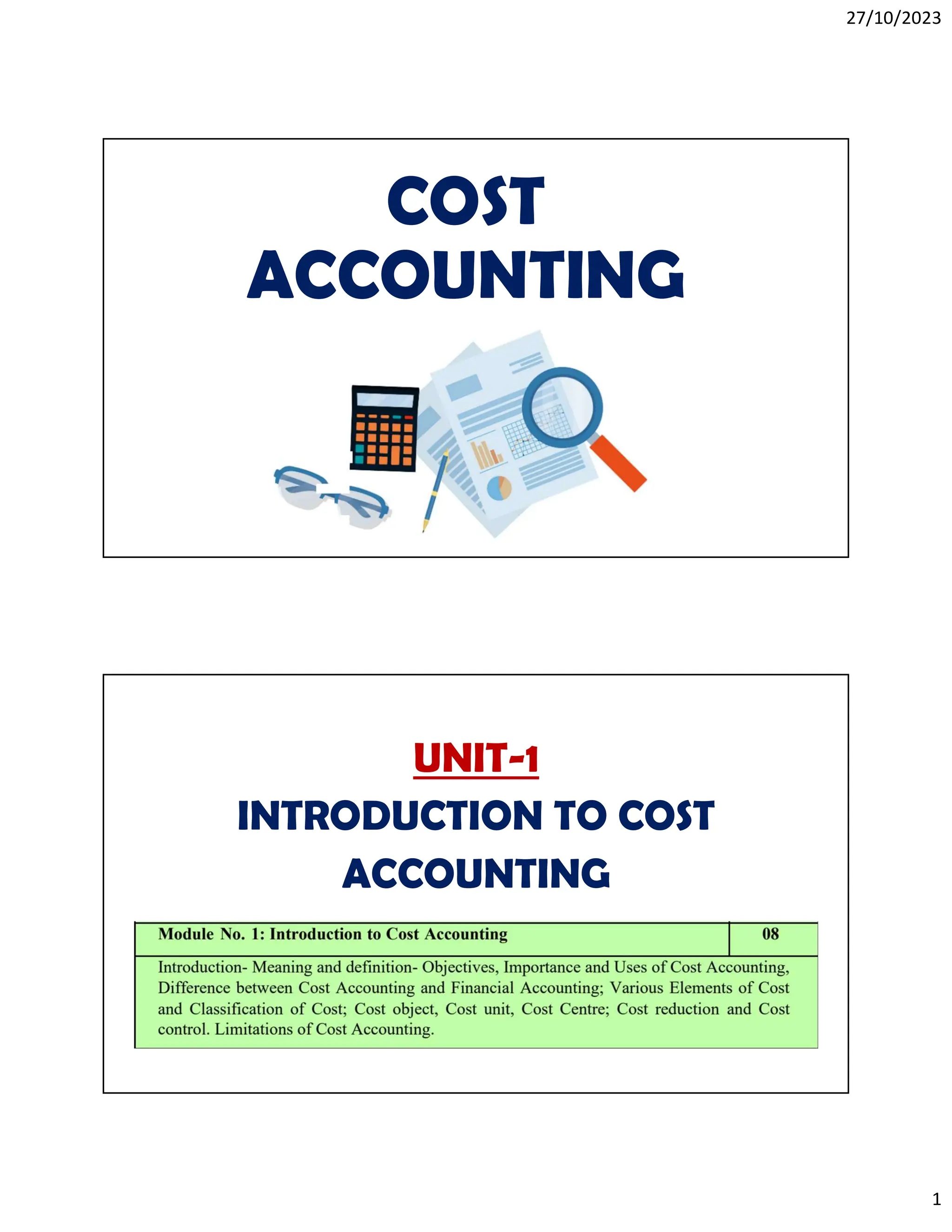 Introduction to Cost Accounting | PDF