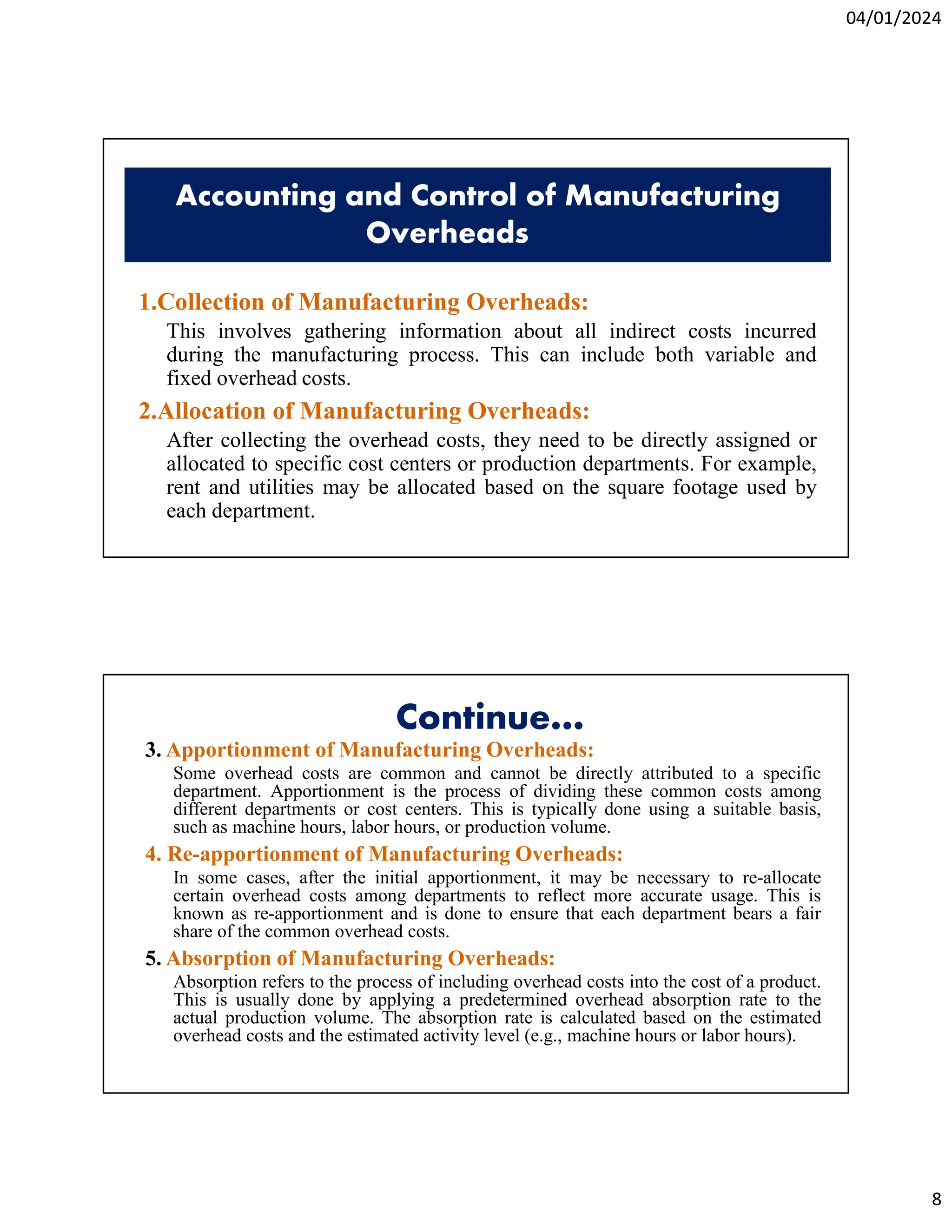 Cost Accounting: Unit-4 - Overheads Theory | PDF