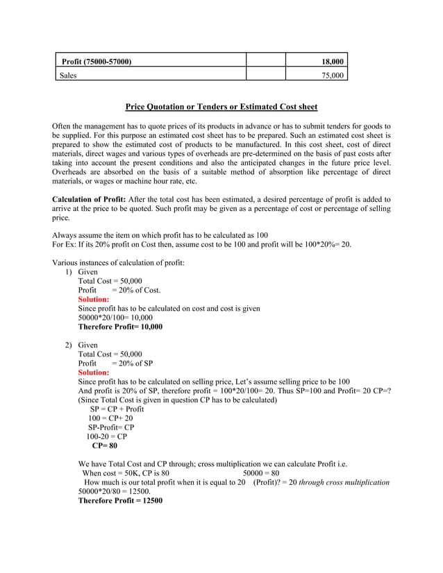 Cost Accounting: Unit-5 Cost Sheet Questions & Answers | PDF