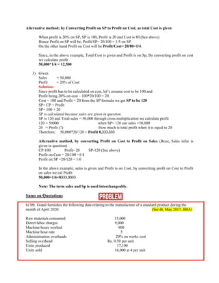 Cost Accounting: Unit-5 Cost Sheet Questions & Answers | PDF