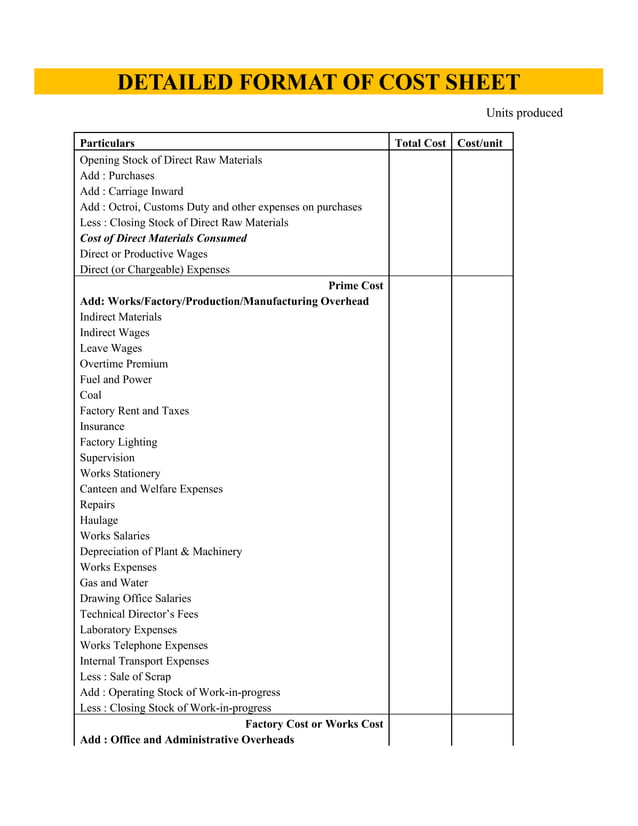 Cost Accounting: Unit-5 Cost Sheet Questions & Answers | PDF