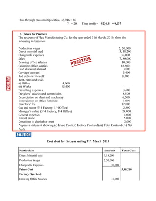 Cost Accounting: Unit-5 Cost Sheet Questions & Answers | PDF