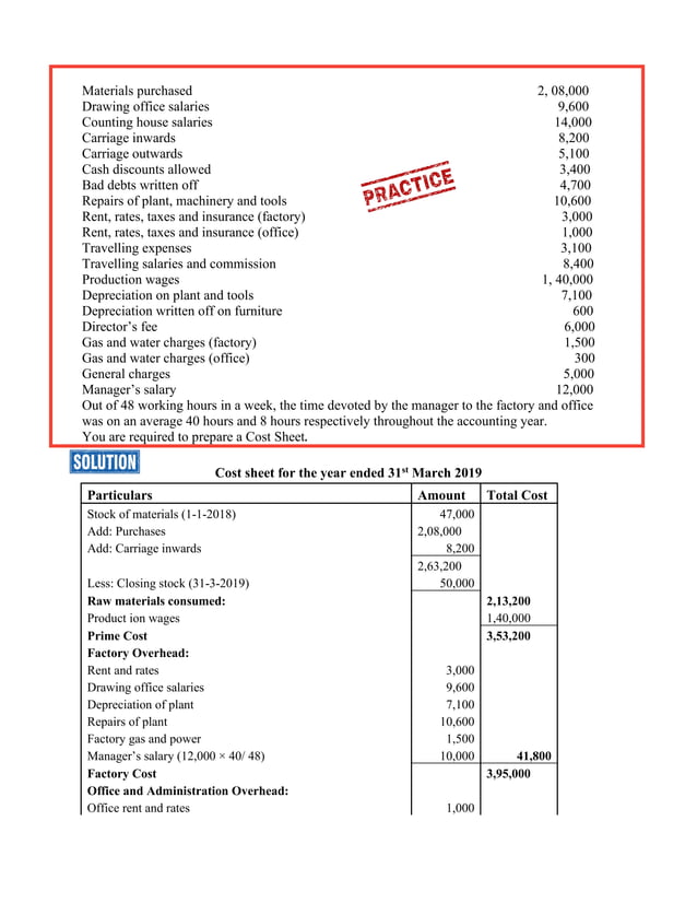 Cost Accounting: Unit-5 Cost Sheet Questions & Answers | PDF